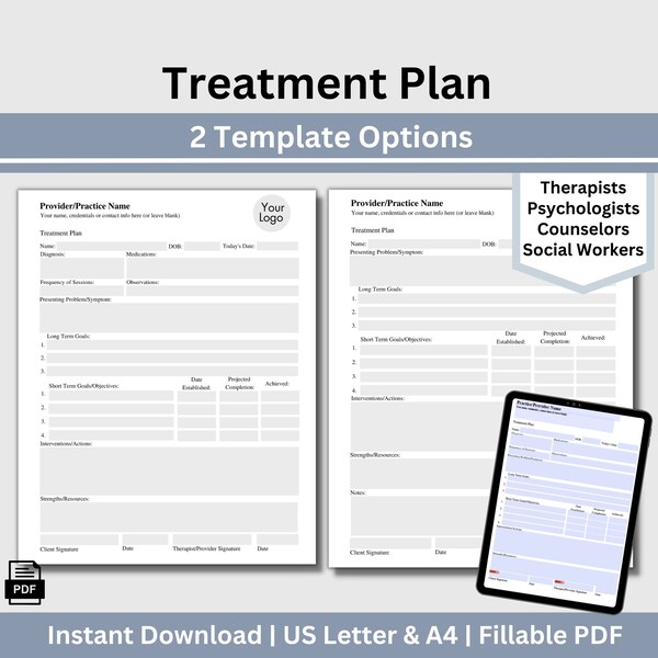 Fillable Treatment Plan - Etsy