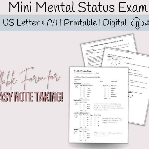 Mental Health Exam Template - Etsy