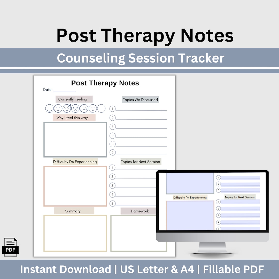 Post Therapy Notes Tracker: Counseling Session Log (fillable PDF) - Etsy