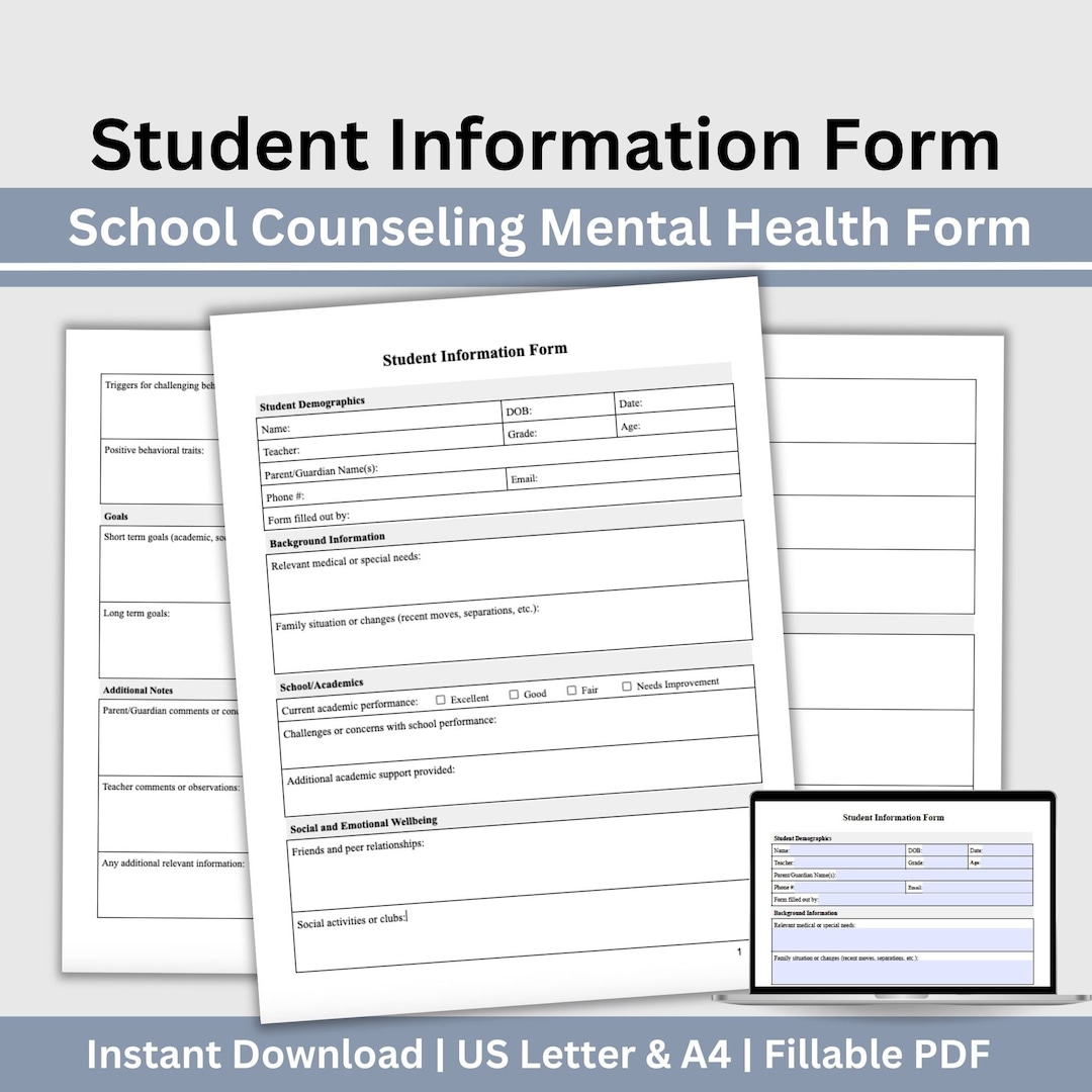 School Counselor Student Information Form, School Psychologist Template ...
