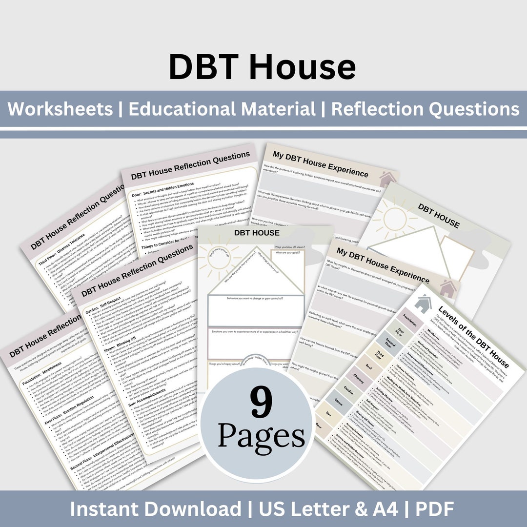 DBT House Therapy Worksheets, Growth Mindset, BPD, DBT Workbook ...