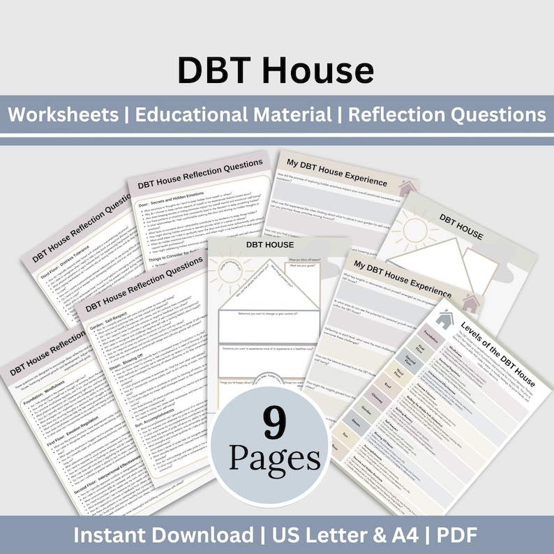 DBT House Therapy Worksheets, Growth Mindset, BPD, DBT Workbook ...
