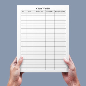 Client Waitlist Printable & Fillable Client Tracker, Therapist Private ...