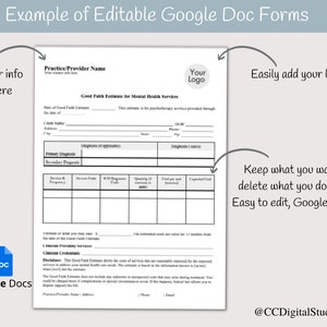 Policy Forms BUNDLE, Editable Google Docs, Psychologists Office ...