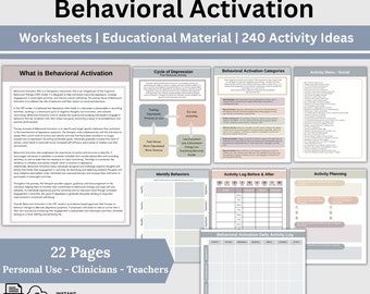 CBT Therapy Worksheets Behavioral Activation, Therapy Resources, Mental ...