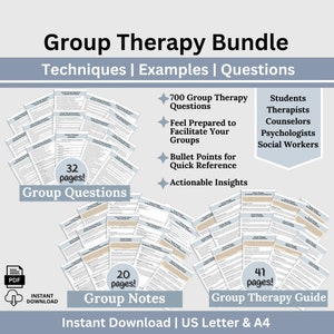 Group Therapy BUNDLE, Therapy Questions, Progress Note Guide, Group ...
