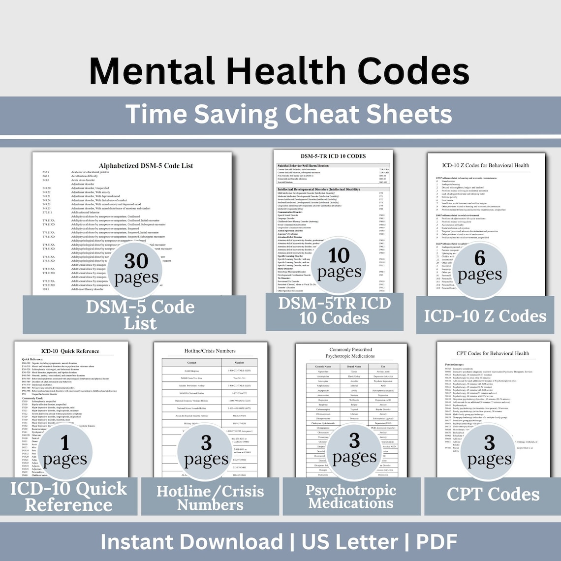 Mental Health Codes Cheat Sheet: DSM-5, ICD-10, CPT (digital Download ...