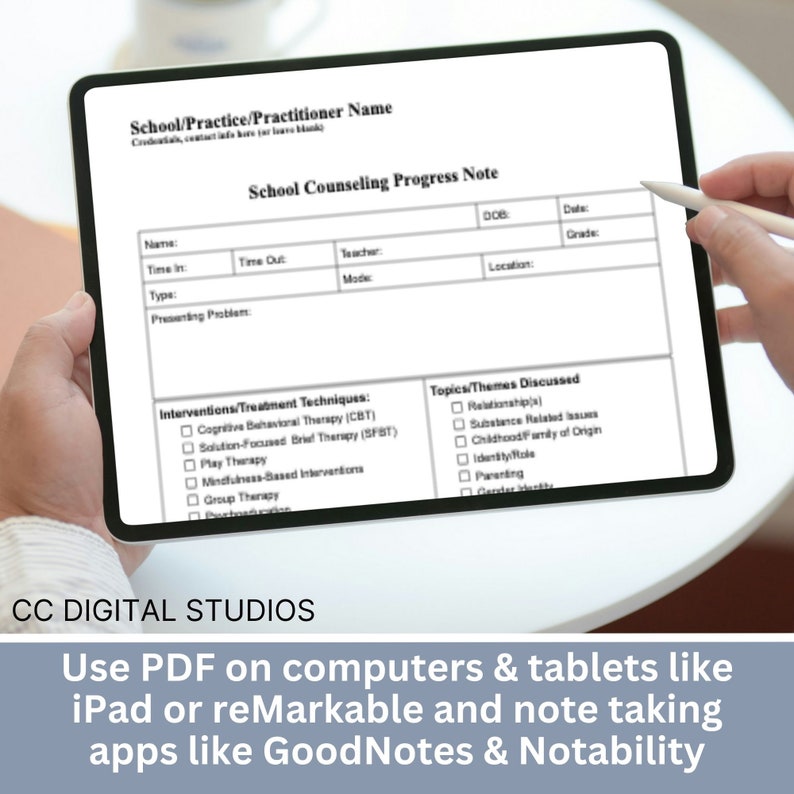 School Counseling Progress Note Template: Fillable PDF, US Letter & A4 ...
