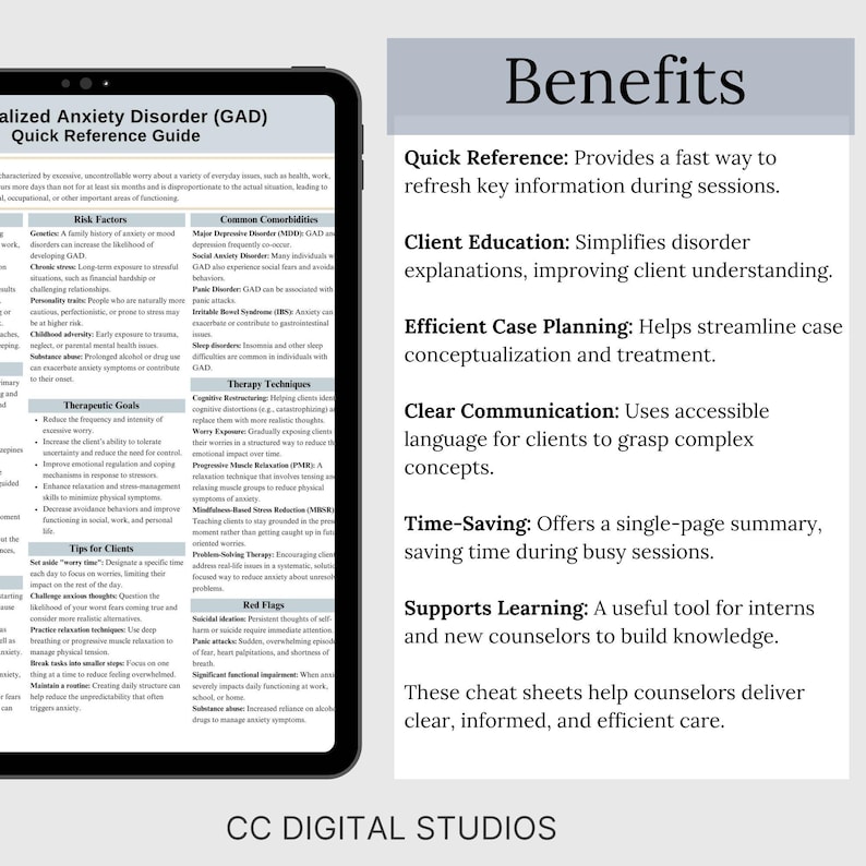 Anxiety Cheat Sheet: Psychoeducation for Counselors & Clients (digital ...