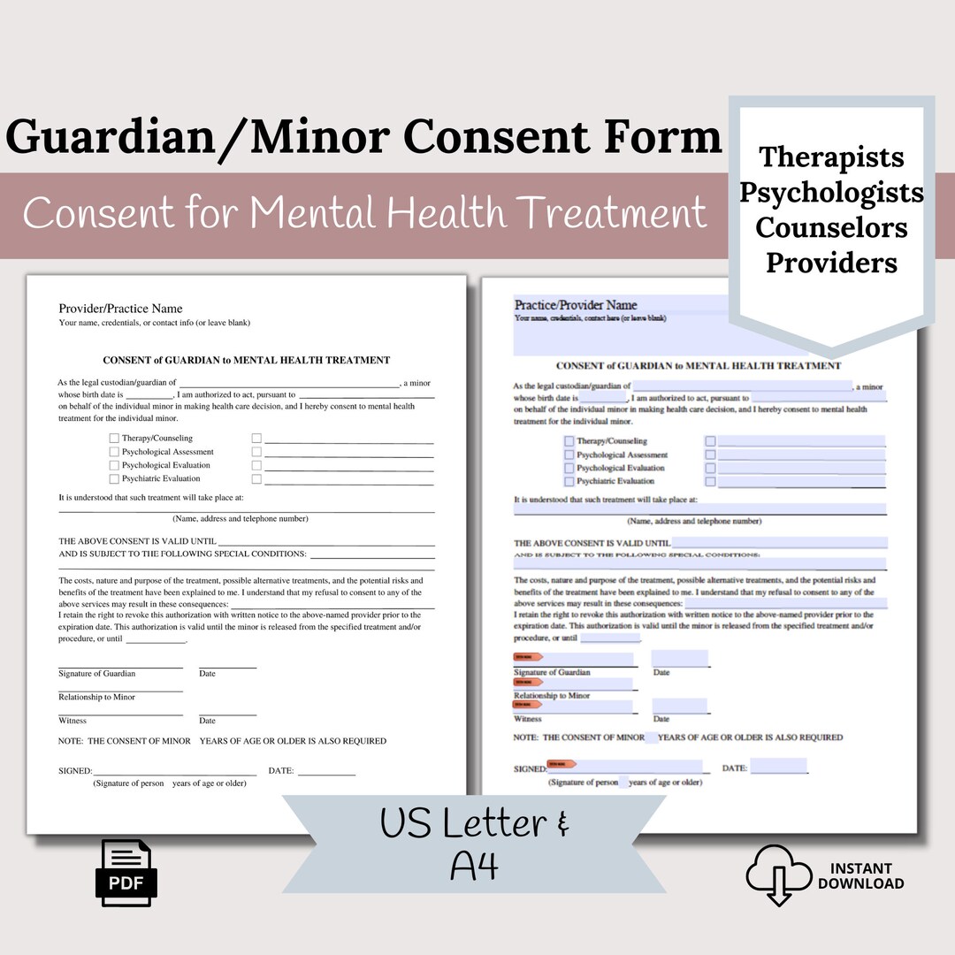 Consent for Child Therapy, Consent Form for Mental Health Treatment ...