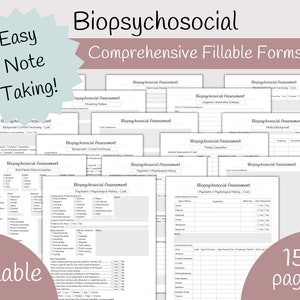 Biopsychosocial Assessment Forms Comprehensive Fillable Forms - Etsy