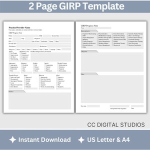 GIRP Progress Note Template: Fillable Therapy Form (PDF) - Etsy