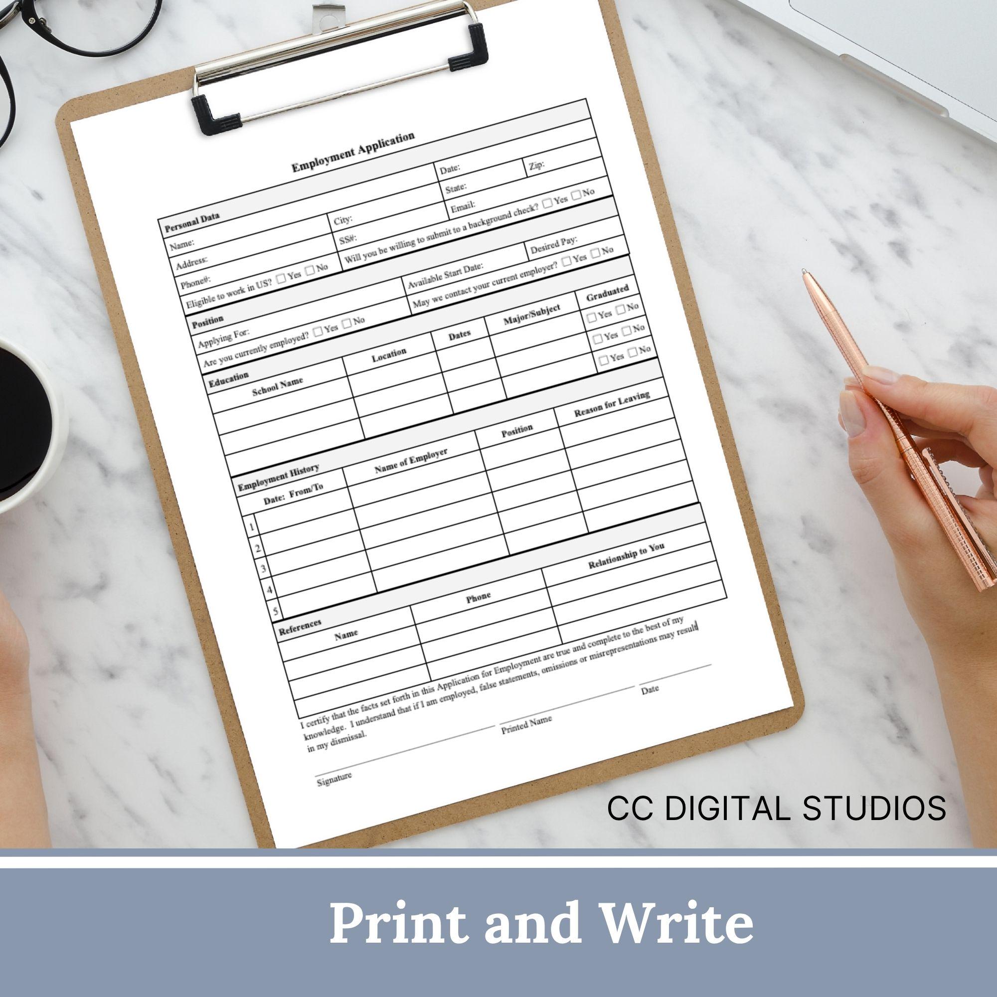 Editable Job Application Template: HR Employee Form (US Letter & A4 ...