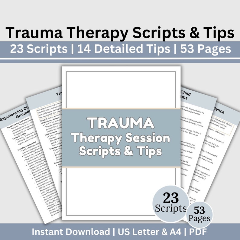 Trauma Therapy Scripts & Tips, Therapist Office Cheat Sheets, Therapist ...
