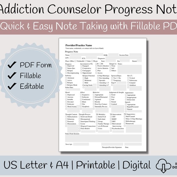Worksheets for Substance Use Counselor - Etsy