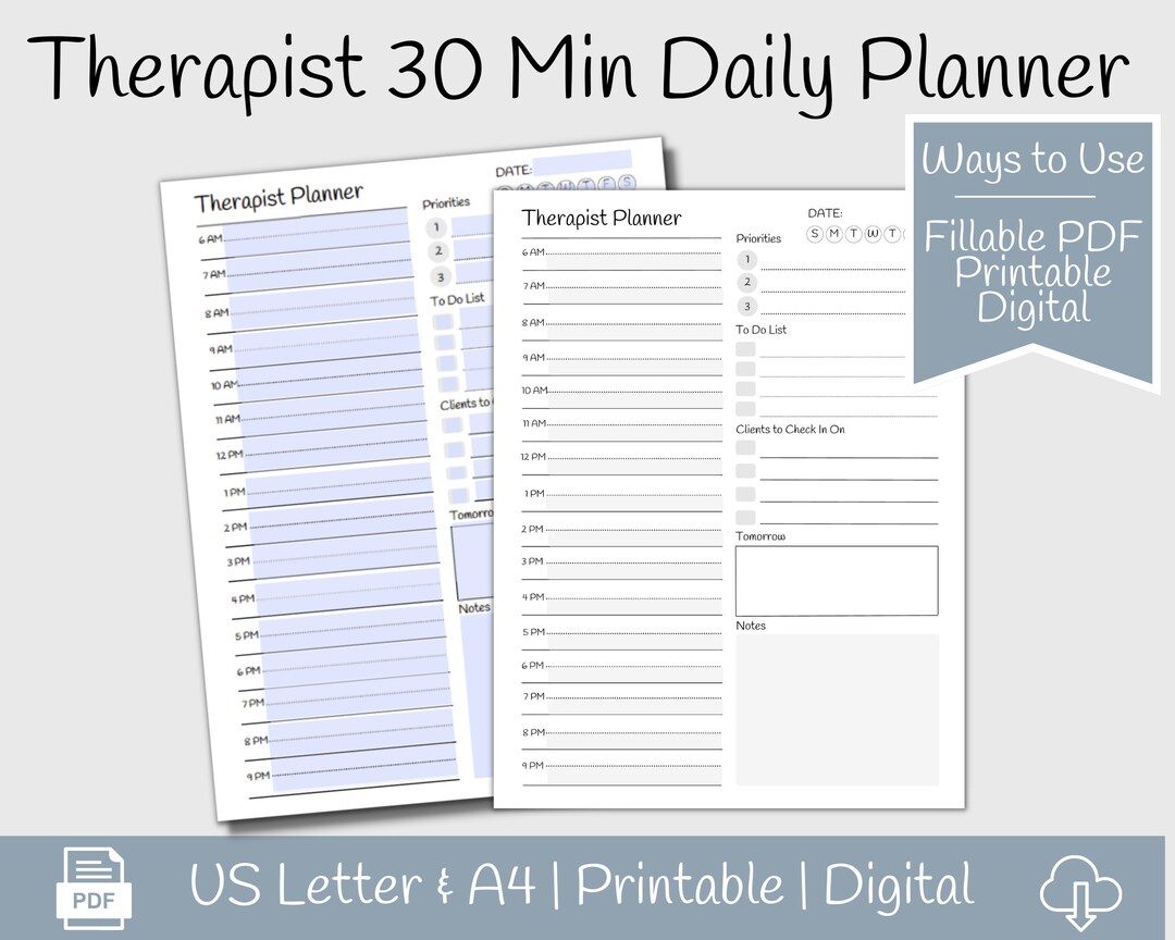 Therapist Daily Planner Daily Clinical Planning Tool 30 Min - Etsy