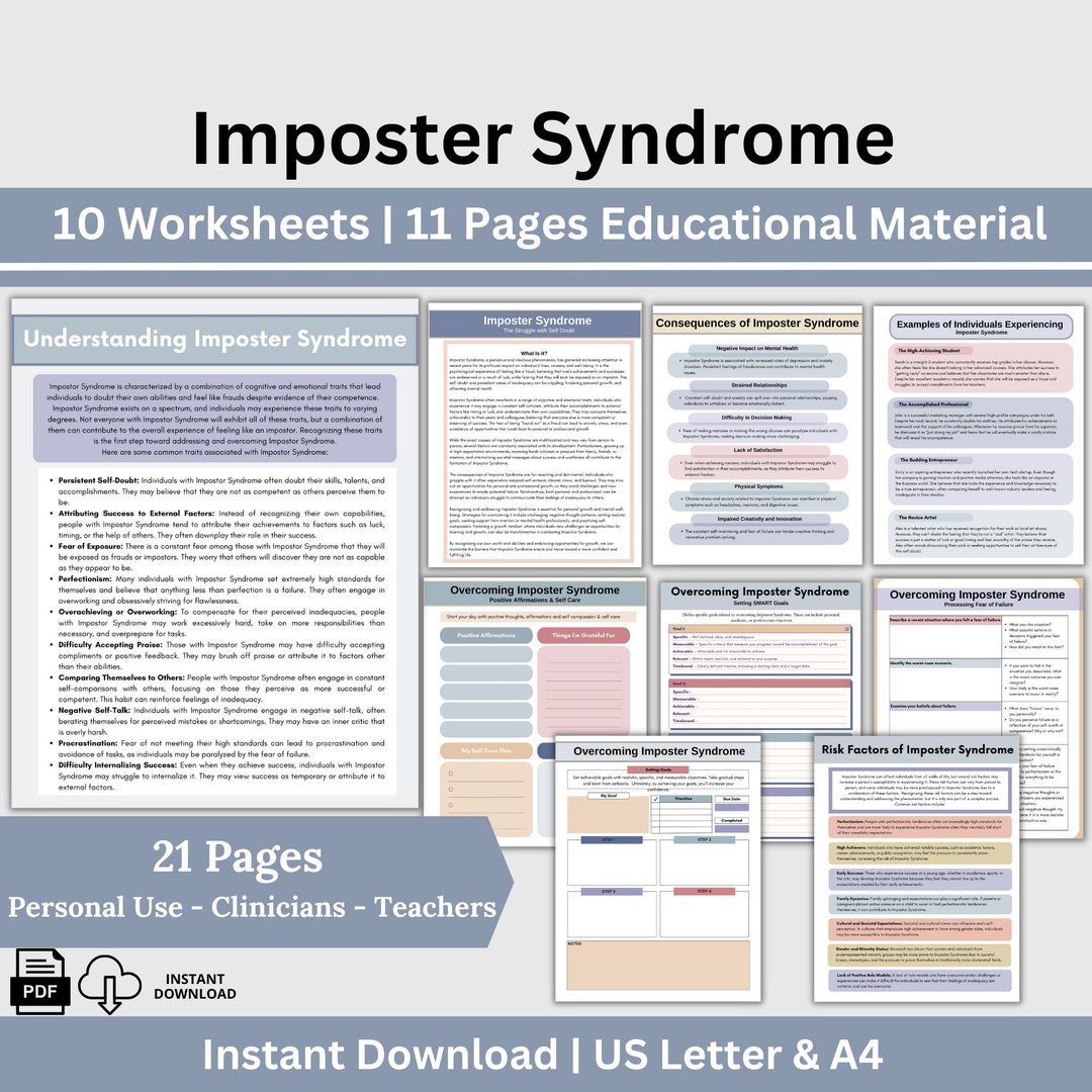 Imposter Syndrome Therapy Worksheets, Inner Child, Mental Health ...