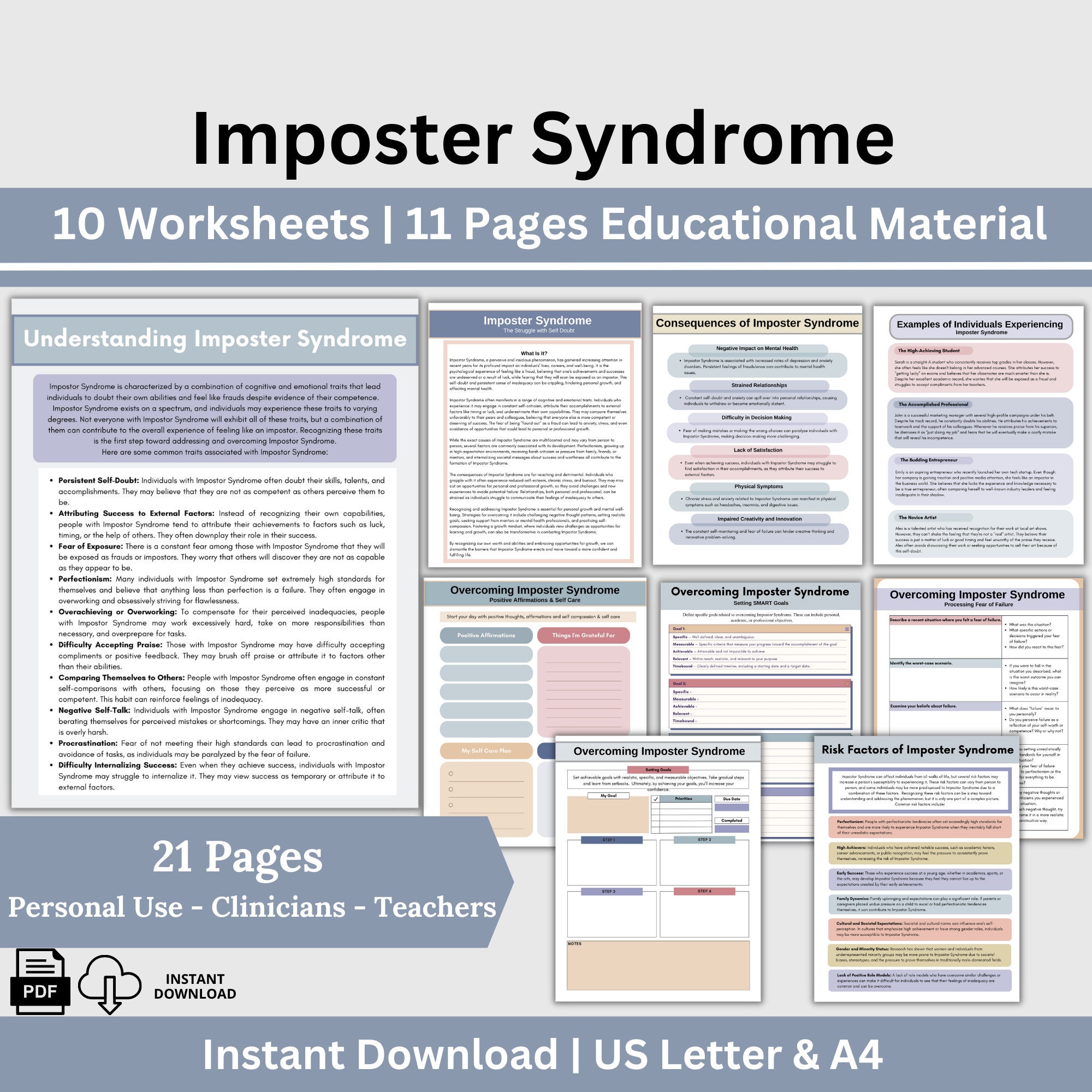 Imposter Syndrome Therapy Worksheets, Inner Child, Mental Health ...