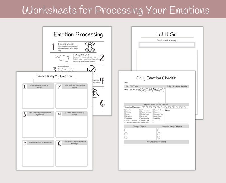 Emotion Processing Worksheets Feelings List Emotion - Etsy UK