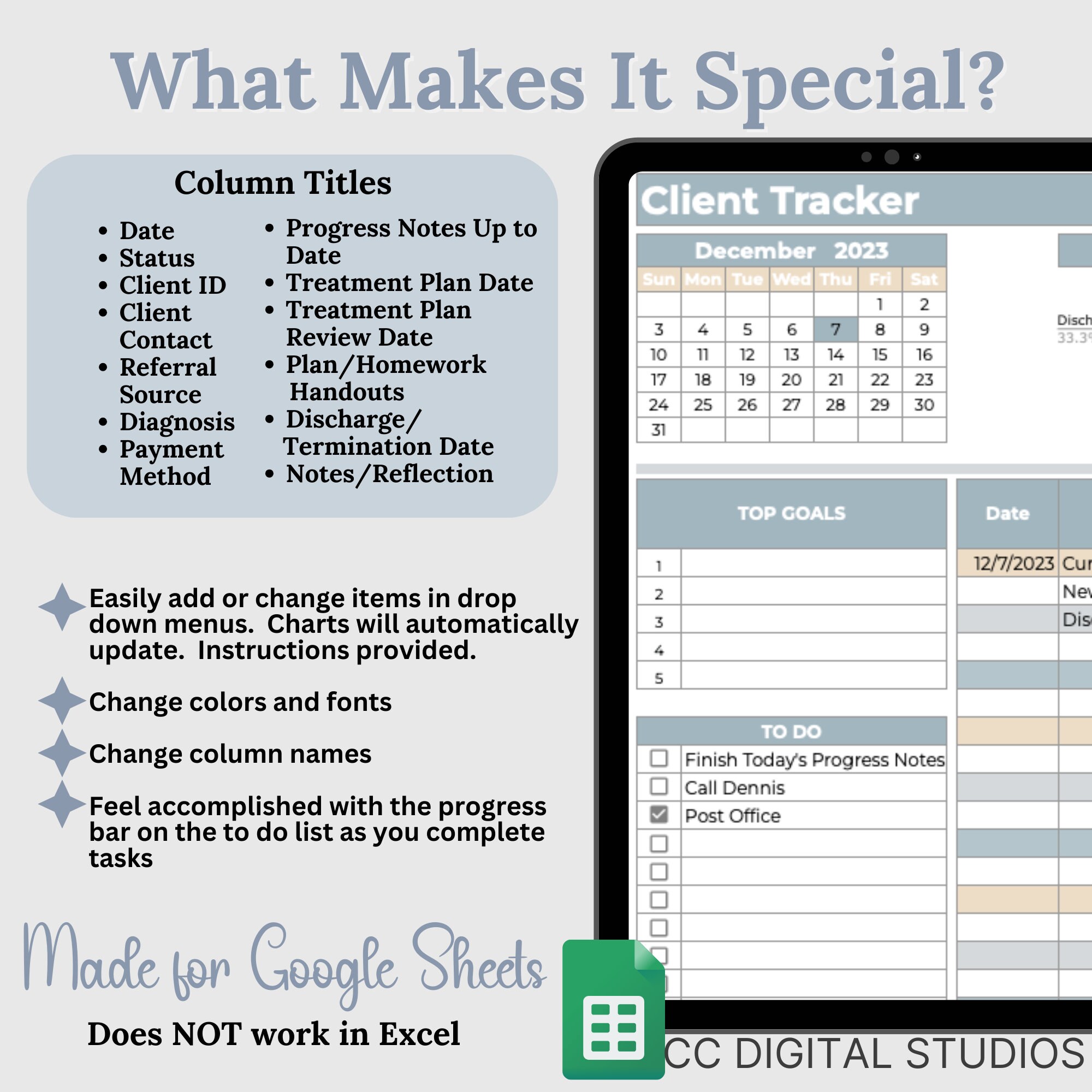 Client Tracker Google Sheets Client Management, Client Session Tracker ...