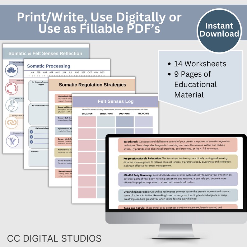 Somatic Therapy Worksheets: Felt Senses & Trauma Exercises (digital ...