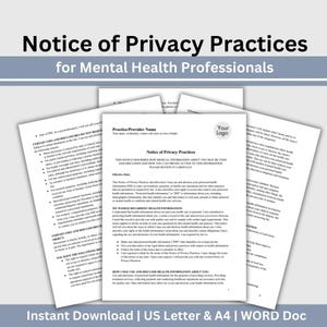 HIPAA Template Notice of Privacy Practices for Private Practice, WORD ...