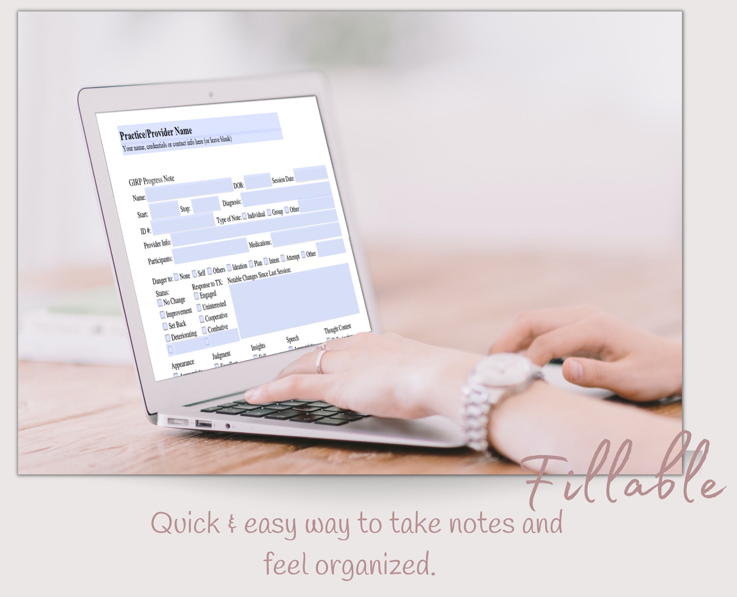 GIRP Progress Note Template Fillable & Printable Mental - Etsy Australia