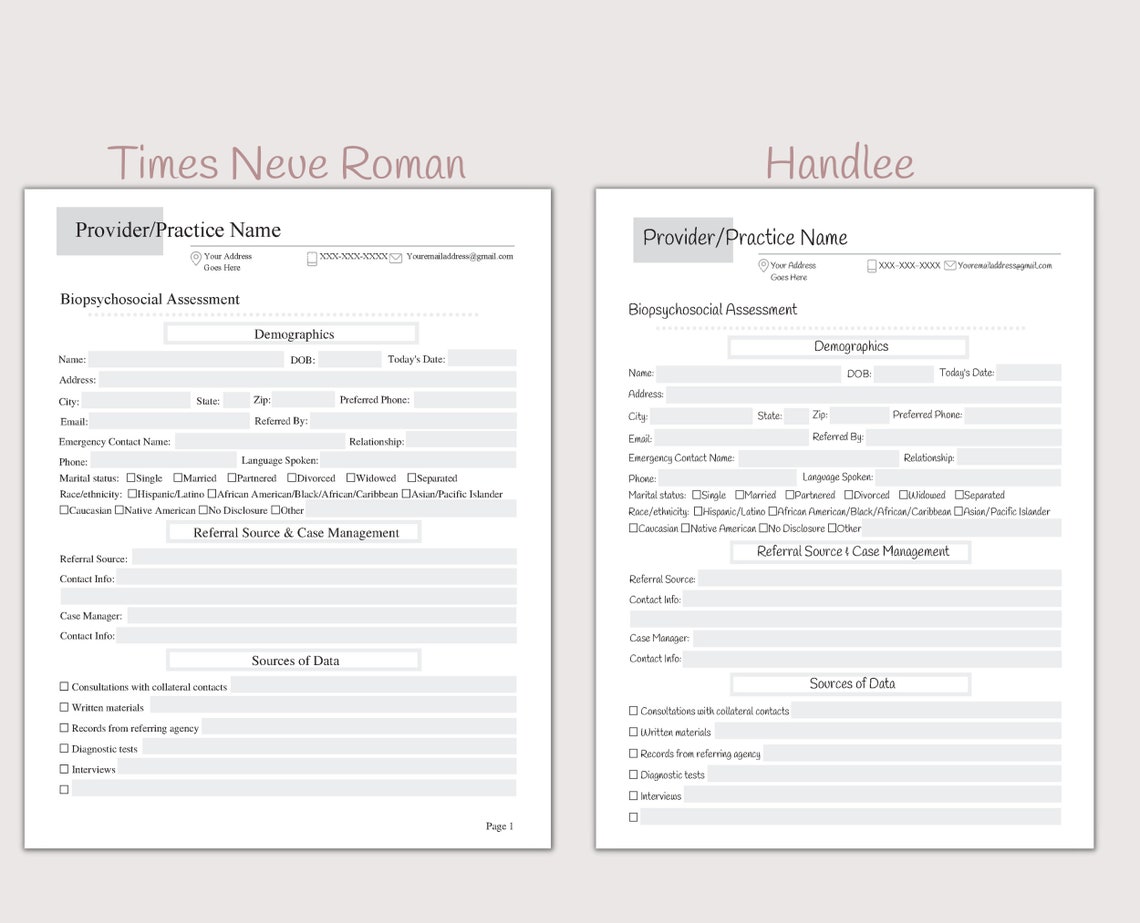 Biopsychosocial Intake Assessment Form Comprehensive Fillable - Etsy ...