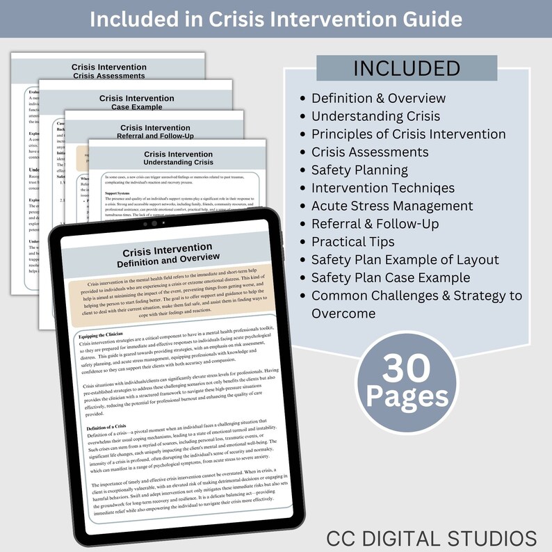 Mental Health Crisis Intervention Guide: Therapist Reference Sheets ...