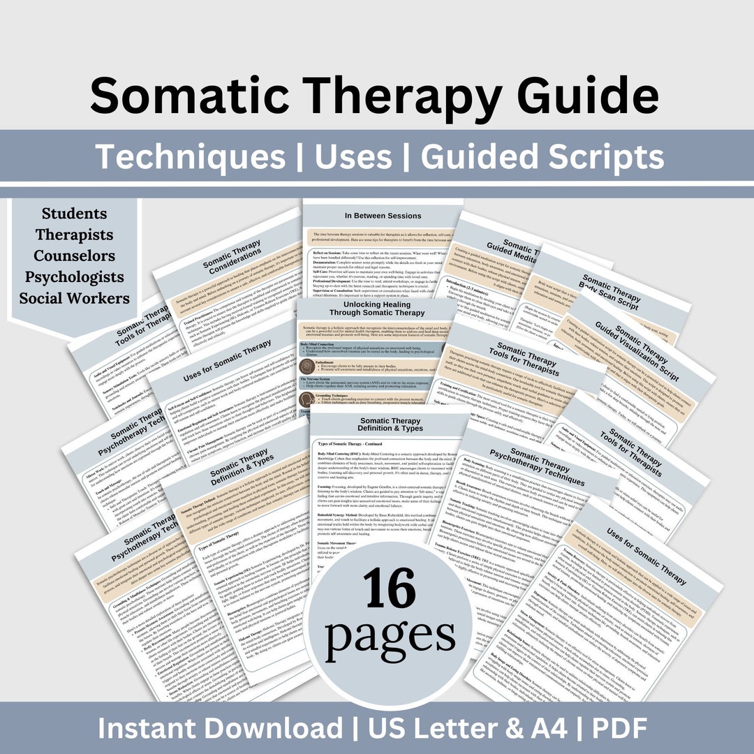 Somatic Therapy Cheat Sheets for Mental Health Clinicians, Techniques ...