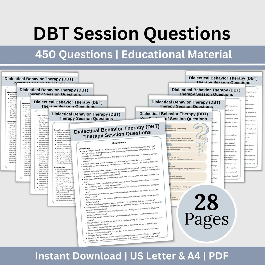 DBT Therapy Questions: Counseling Reference Sheet (digital Download) - Etsy