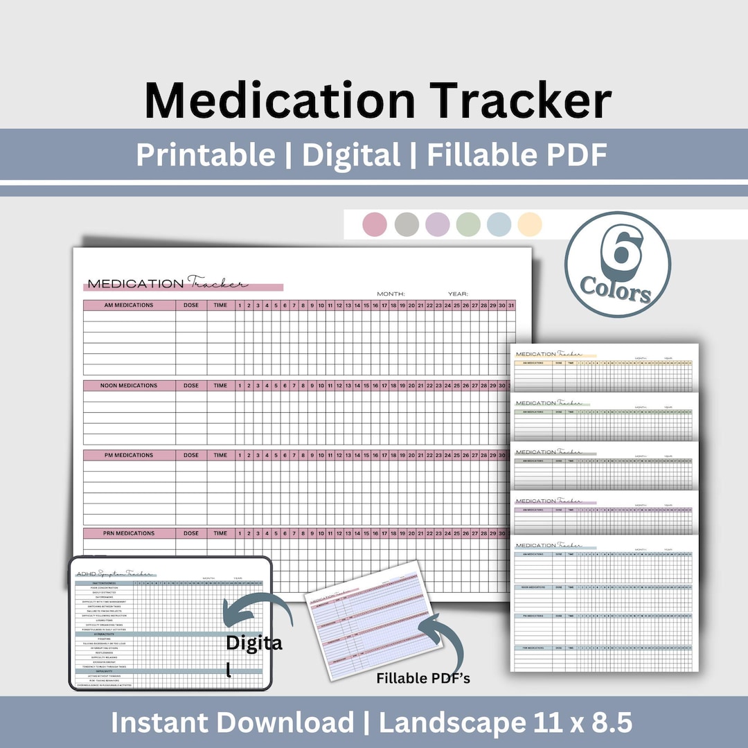 Daily Medication Tracker: Printable Pill Log (fillable PDF) - Etsy