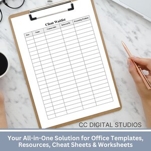 Client Waitlist Printable & Fillable Client Tracker, Therapist Private ...
