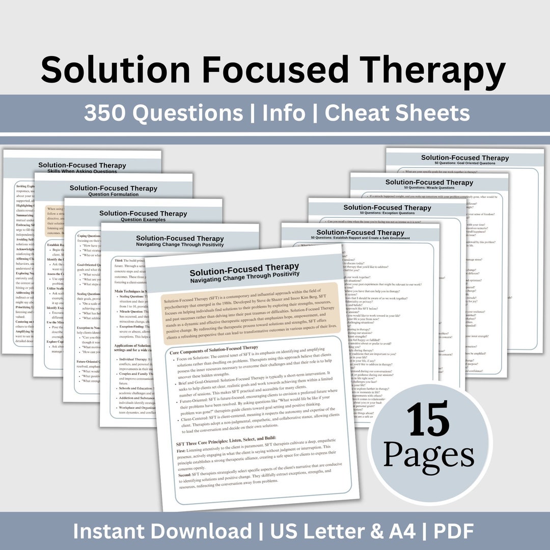 Solution Focused Therapy Questions: Cheat Sheets for Therapists ...