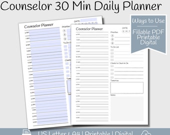 Therapist Daily Appointment Planner, Therapist Calendar, Daily Clinical ...