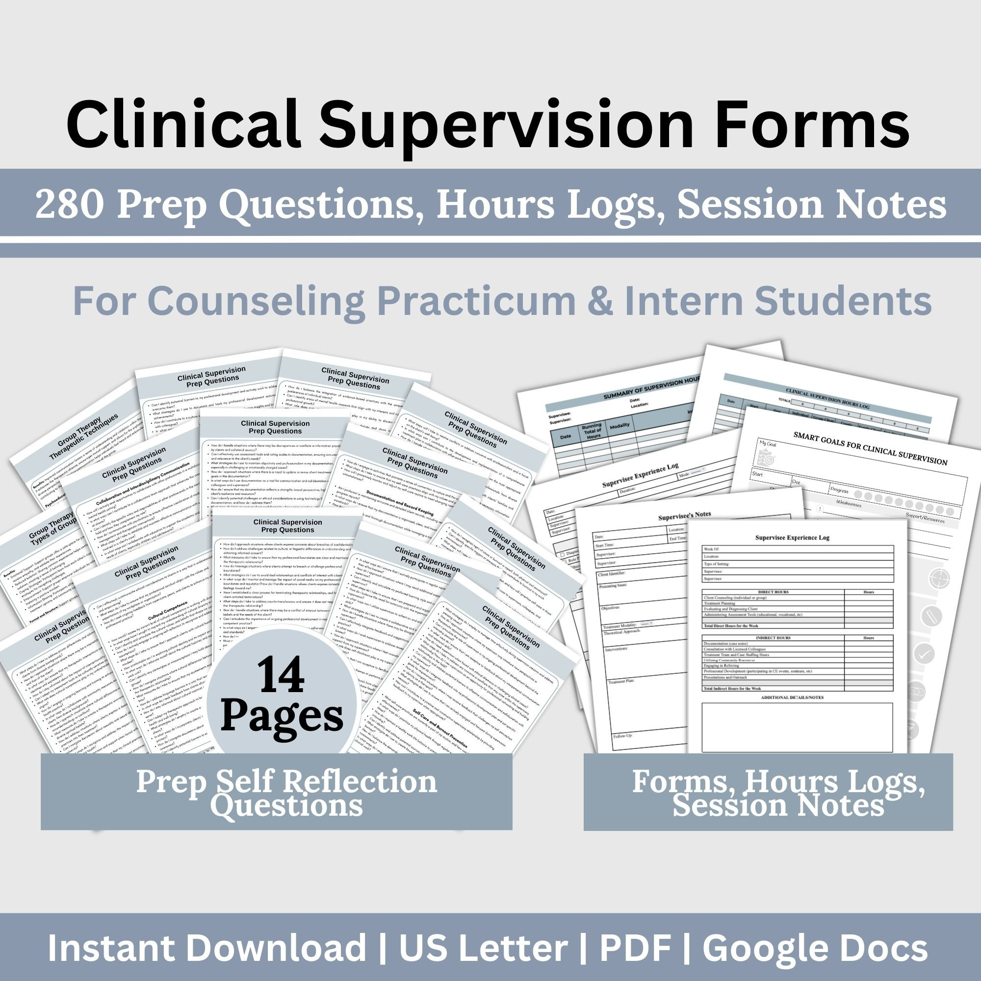 Counseling Supervision Forms: Hours Log, Session Notes (google Docs ...