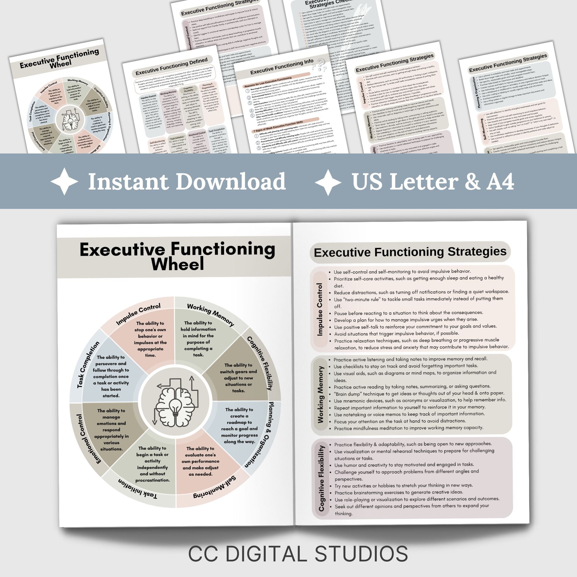 Executive Functioning Adult ADHD Therapy Bundle, ADHD Worksheets ...