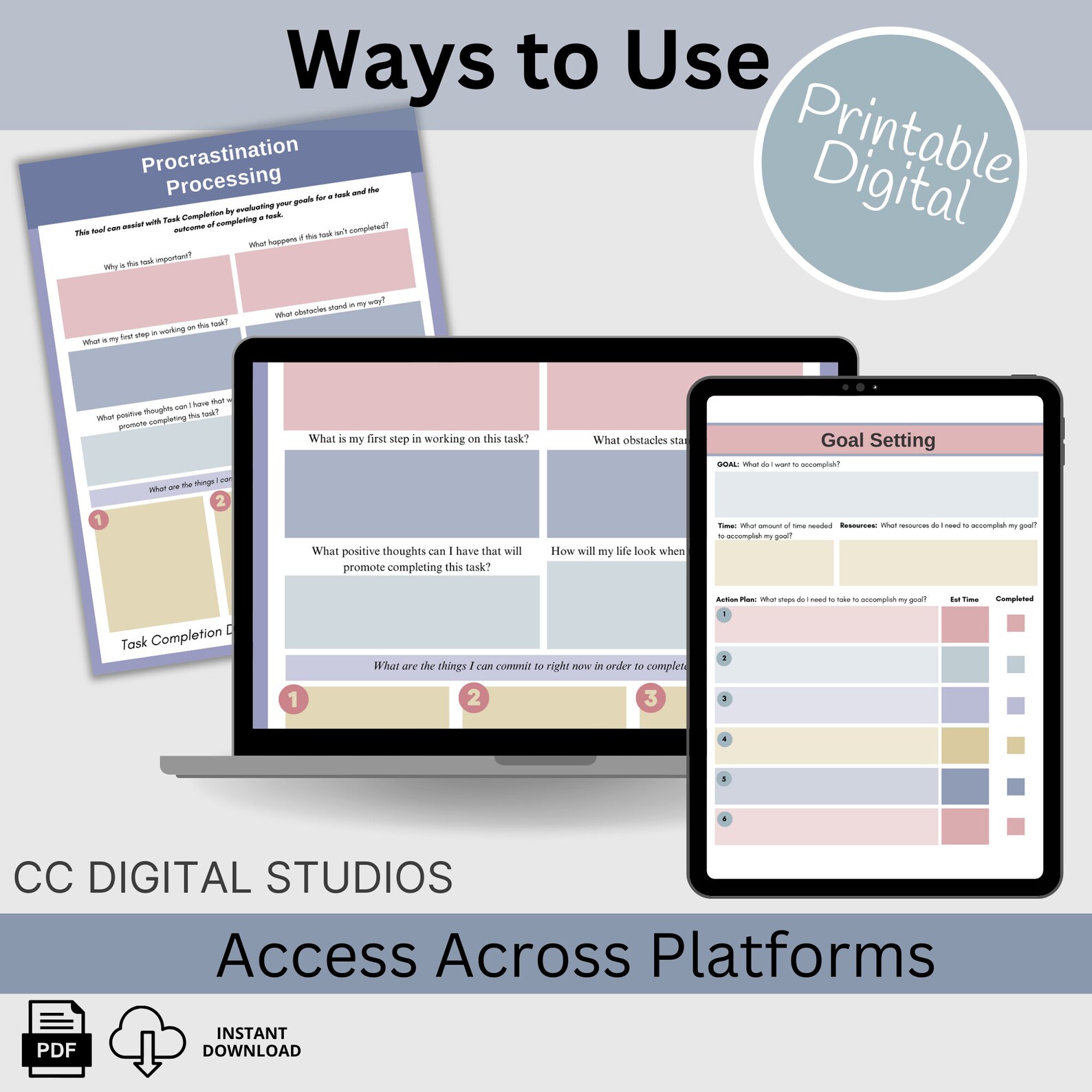 Executive Functioning Adult ADHD CBT Worksheets, Psychotherapy ...