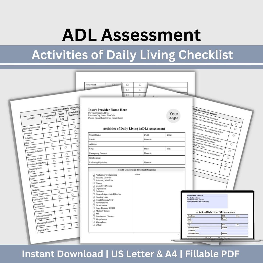 ADL Assessment Checklist: Activities of Daily Living, OT Home Care ...