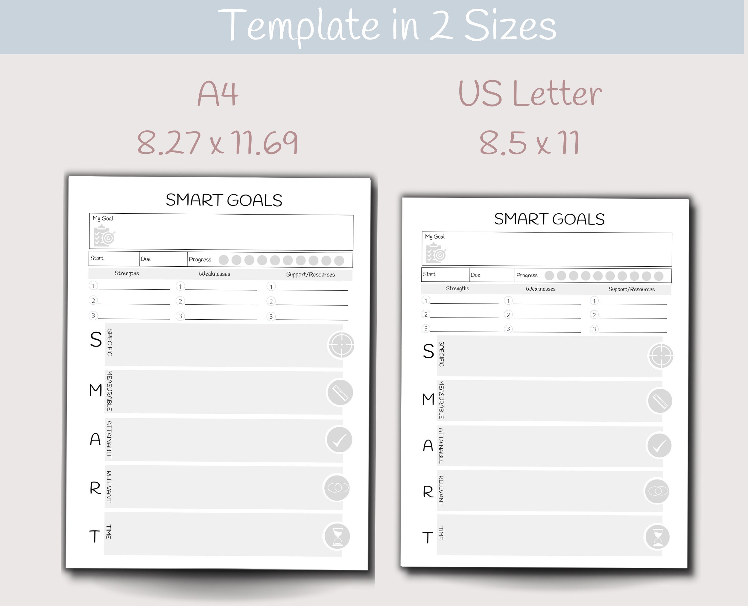 SMART Goals Template, Goal Setting Worksheet, Goal Tracker, DBT Skills ...