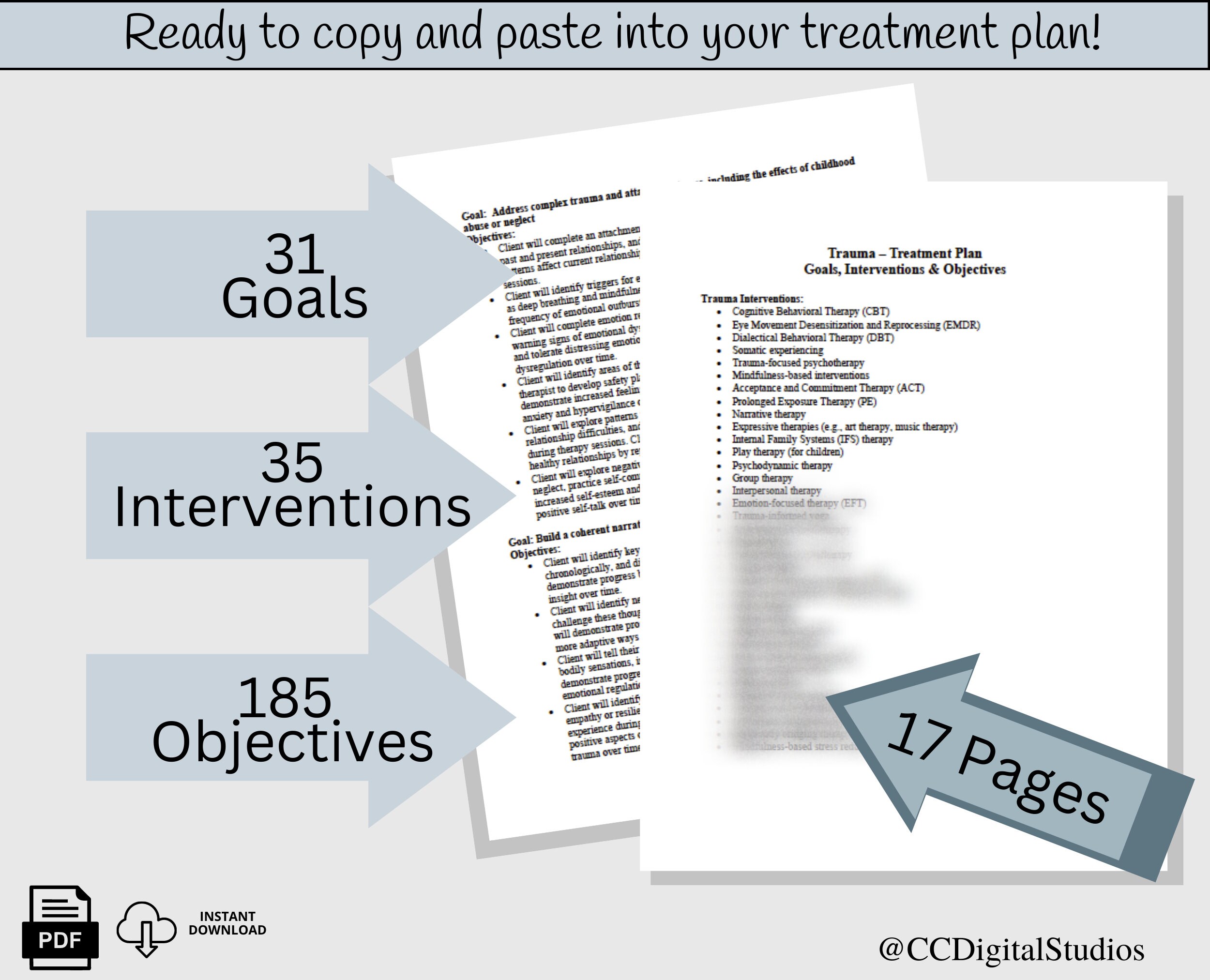 Therapy Goals & Objectives BUNDLE, Treatment Interventions, Therapist ...