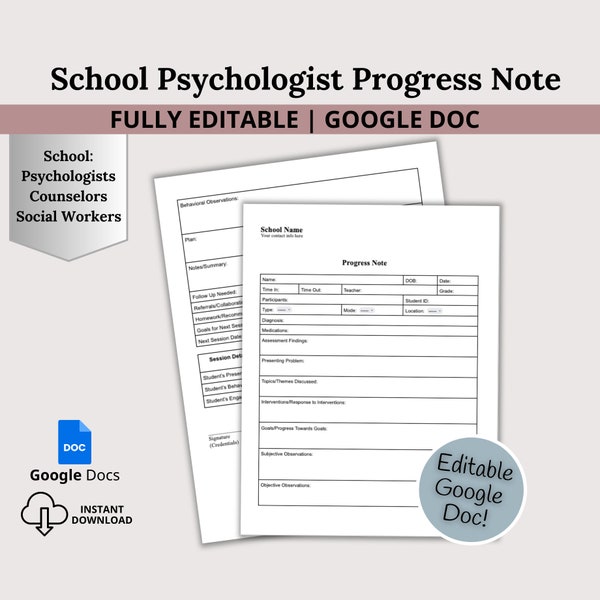 Social Work Case Note Template - Etsy