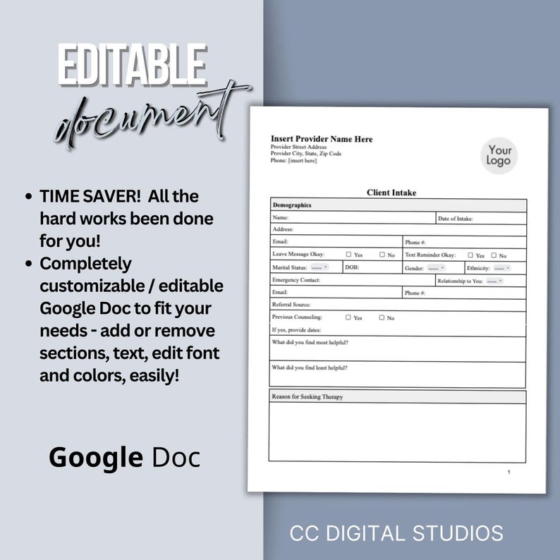Mental Health Counseling Forms Bundle: Client Intake, Progress Notes ...