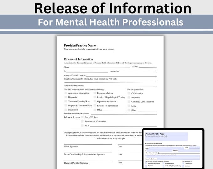 Release of Information Consent Form Template for Private Practice ...