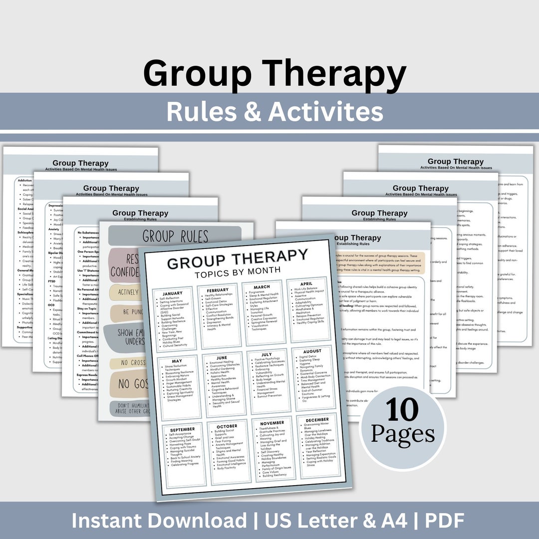 Mental Health Group Therapy Activity Ideas: Therapist Tools (digital ...