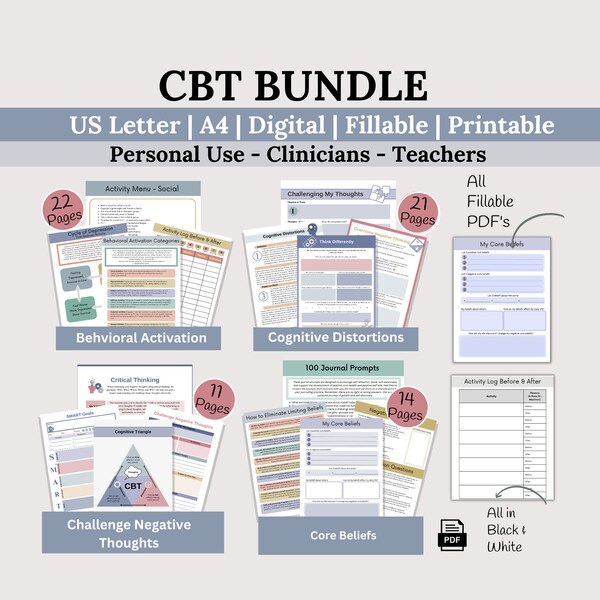 Cbt Worksheet Bundle - Etsy