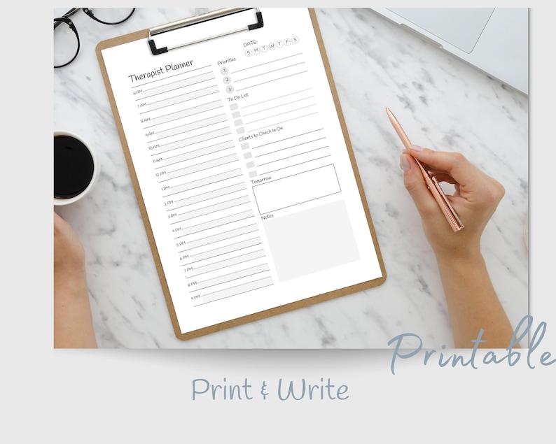 Therapist Daily Planner, Daily Clinical Planning Tool, 30 Min Daily ...