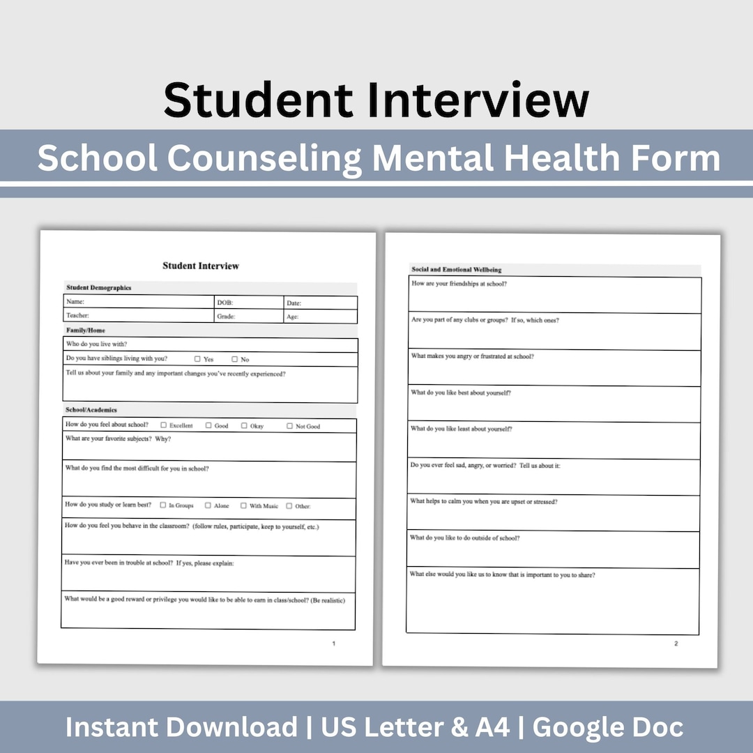 School Counselor Student Interview Template, School Psychologist ...