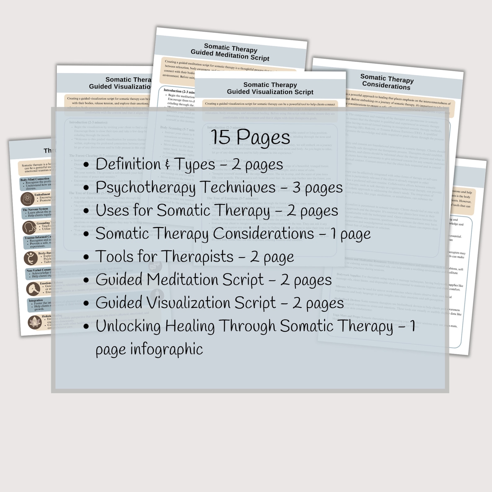 Somatic Therapy Cheat Sheets for Mental Health Clinicians, Techniques ...