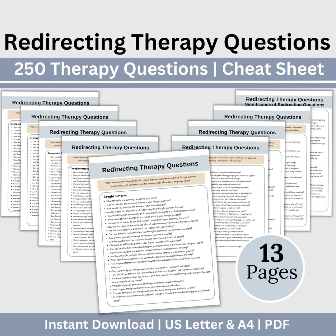 Therapy Questions Cheat Sheet of Redirecting Session Questions ...